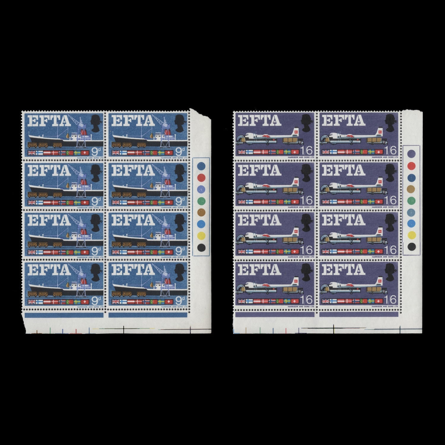 Great Britain 1967 (MNH) EFTA ordinary traffic light blocks – ZEBOOSE.COM