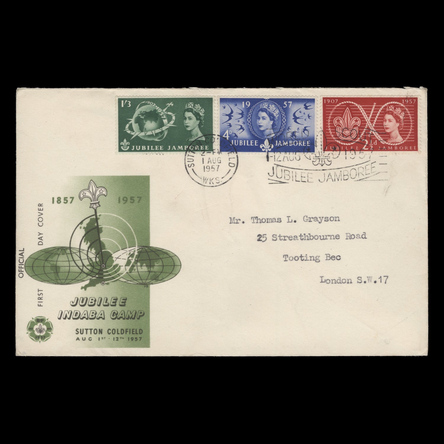 Great Britain 1957 Scout Jamboree first day cover, SUTTON COLDFIELD ...
