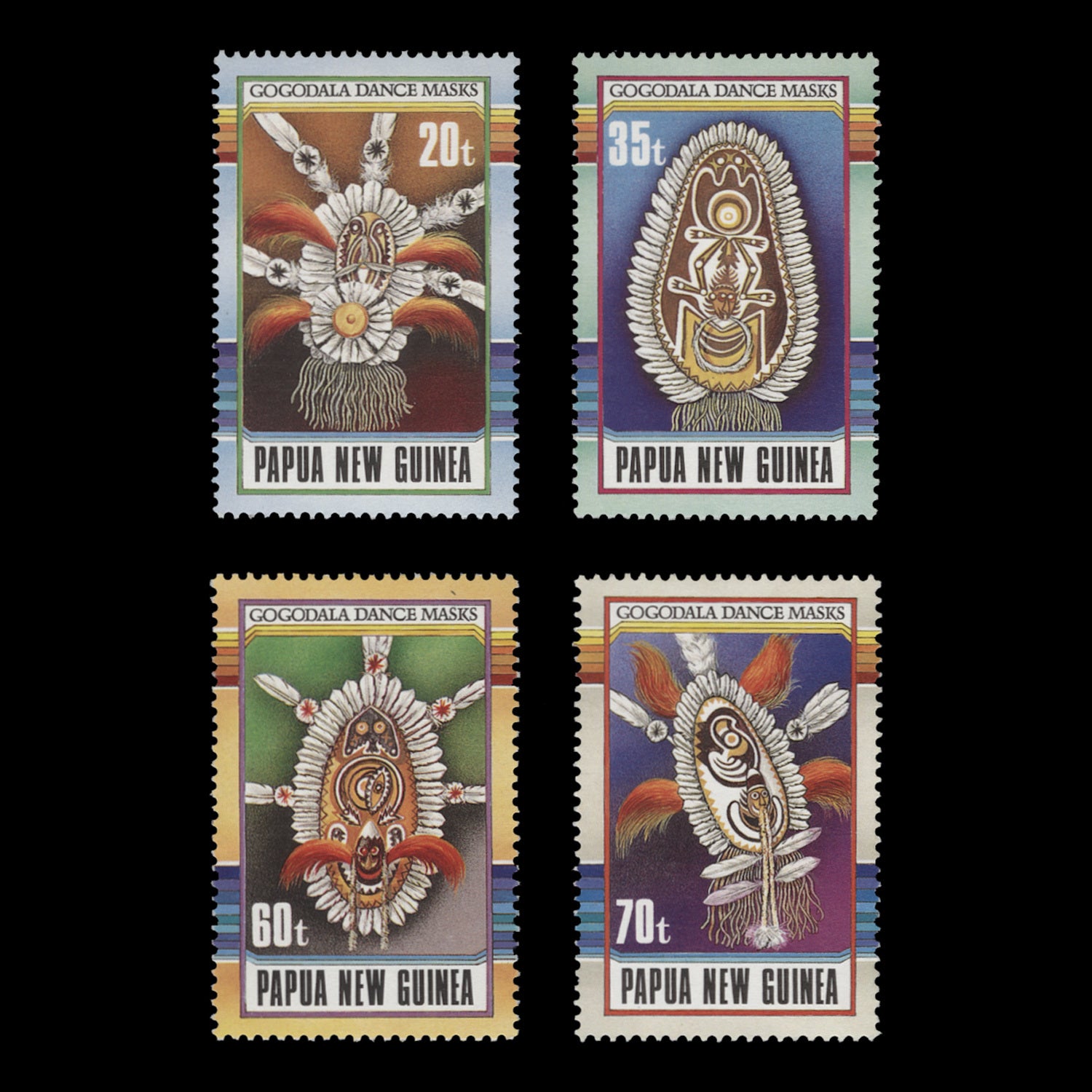 Papua New Guinea 1990 (MNH) Gogodala Dance Masks – ZEBOOSE.COM