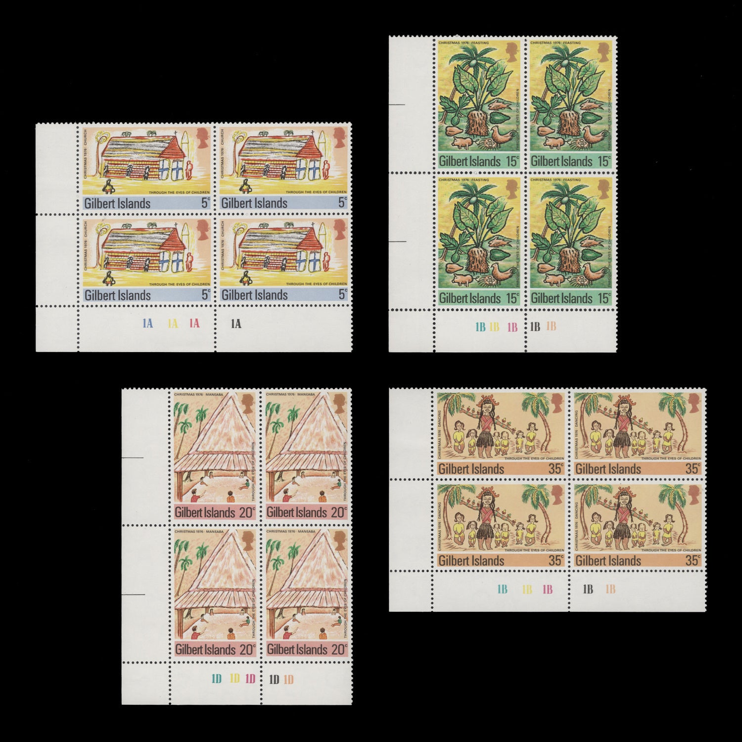 Gilbert Islands 1976 (MNH) Christmas plate blocks – ZEBOOSE.COM