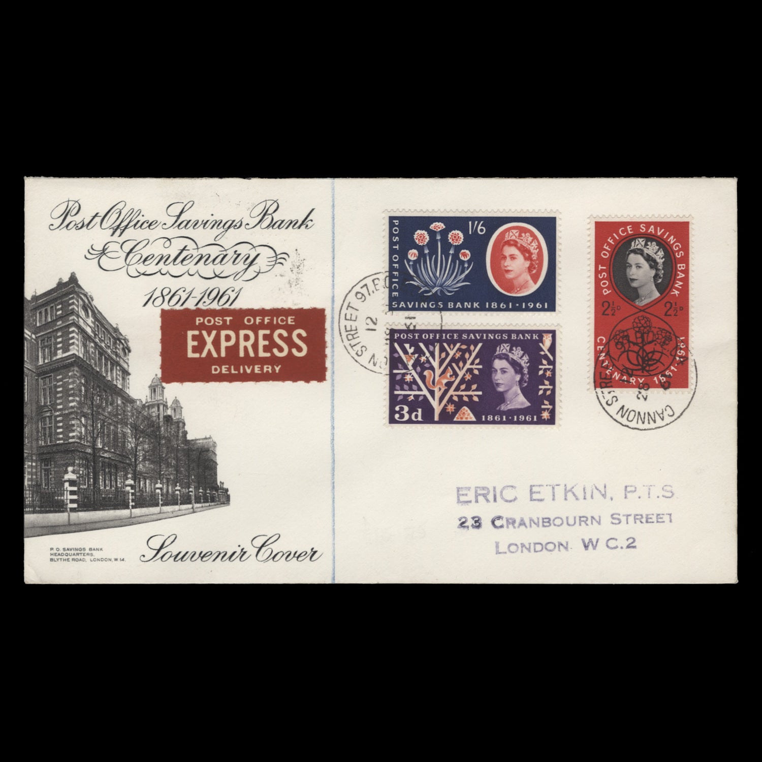 Great Britain 1961 (FDC) Post Office Savings Bank Centenary, CANNON ST ...
