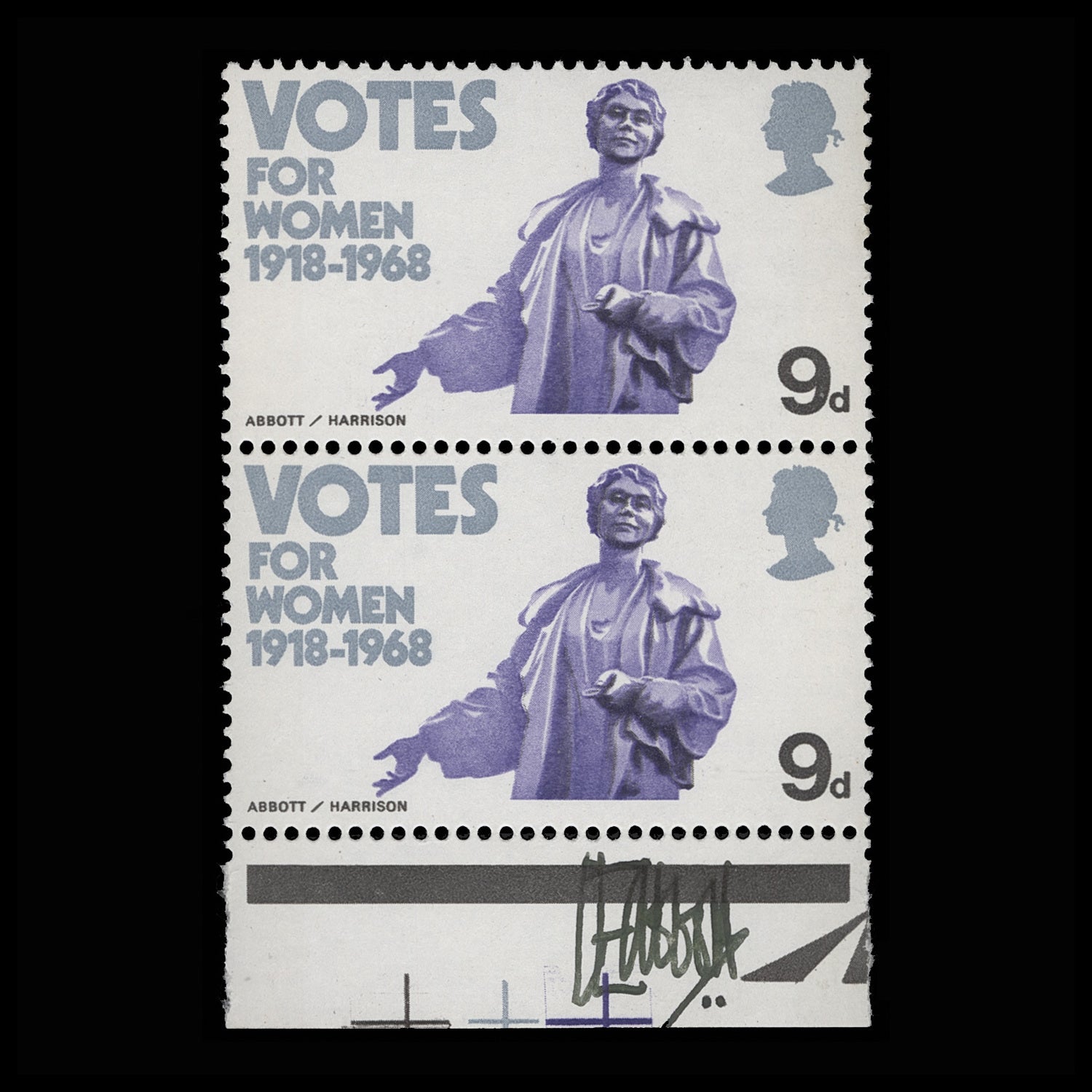 Great Britain 1968 (MNH) 9d Anniversaries pair signed by Clive Abbott ...