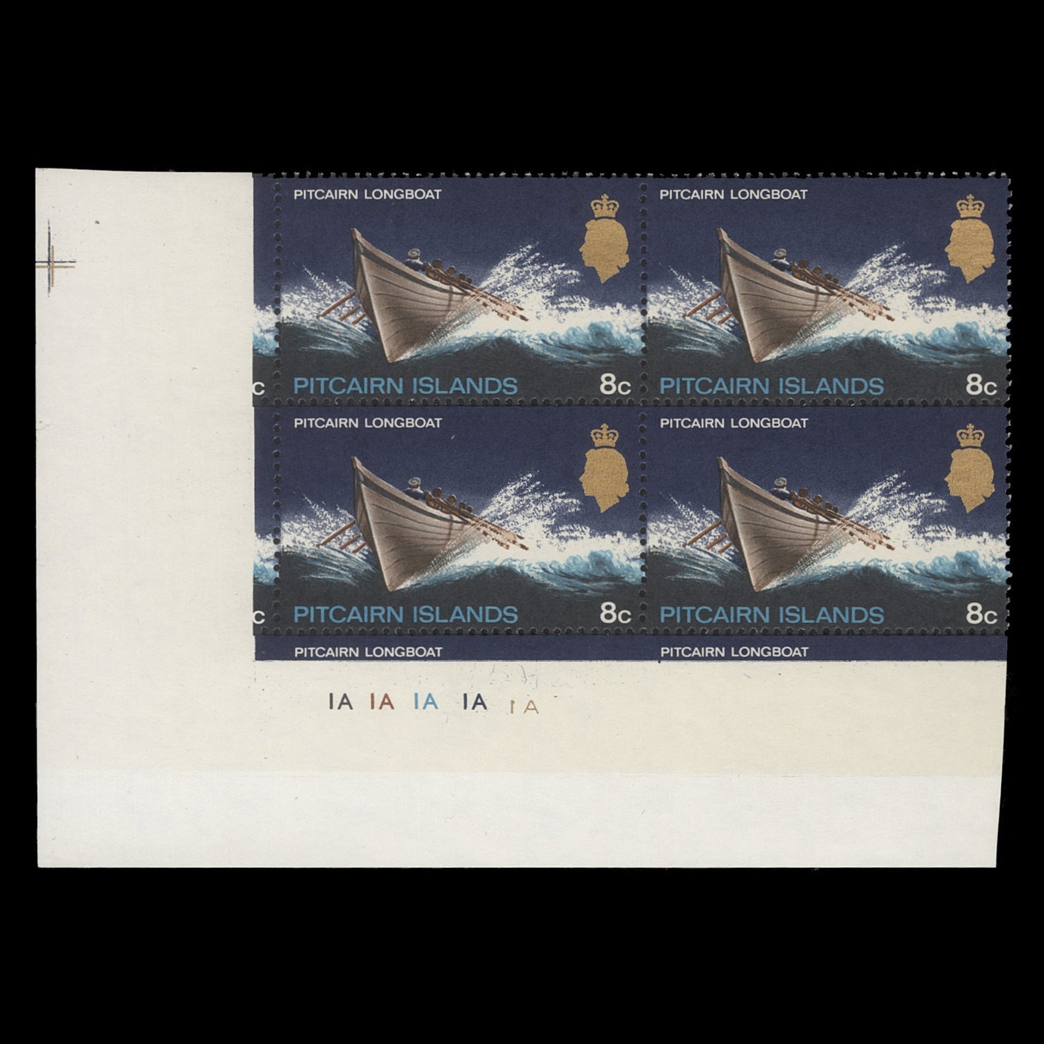 Pitcairn Islands 1969 (MNH) 8c Pitcairn Longboat plate block – ZEBOOSE.COM