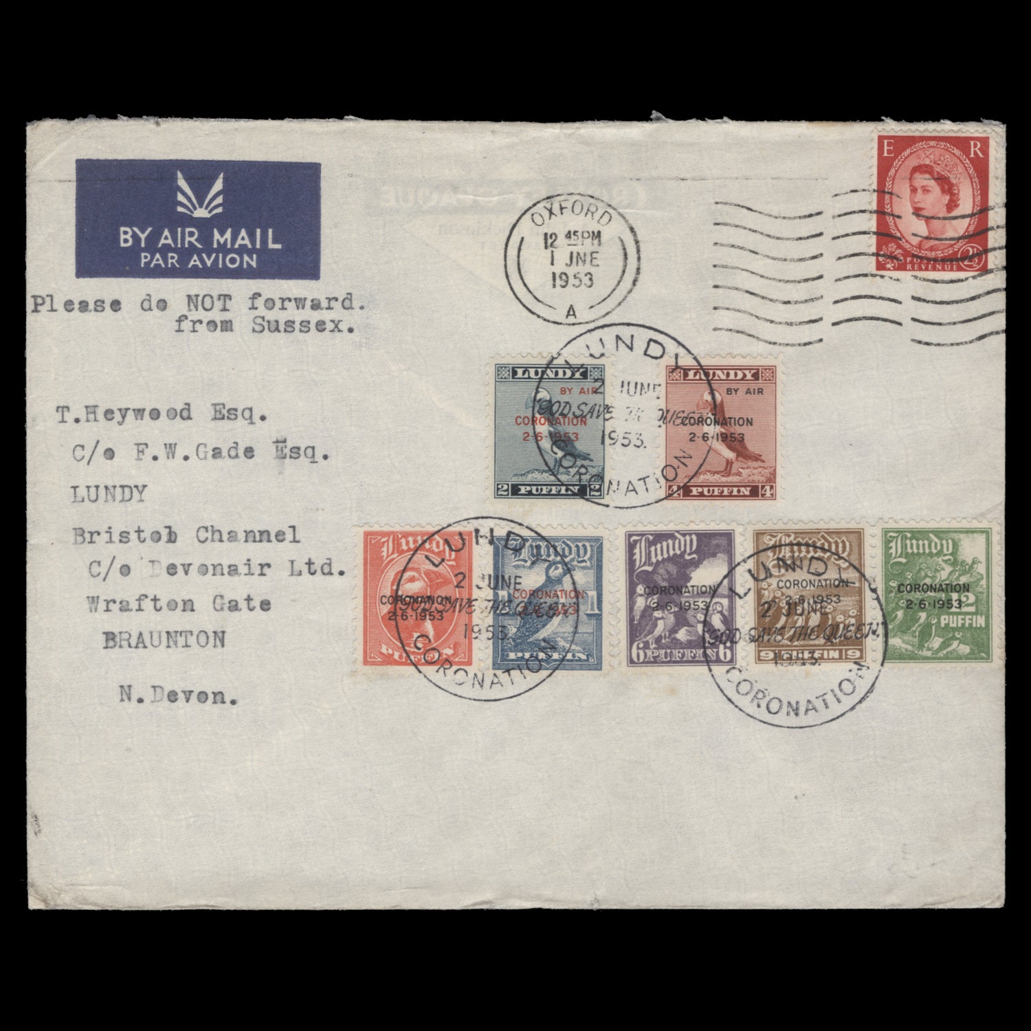 Lundy Island 1953 Coronation first day cover – ZEBOOSE.COM
