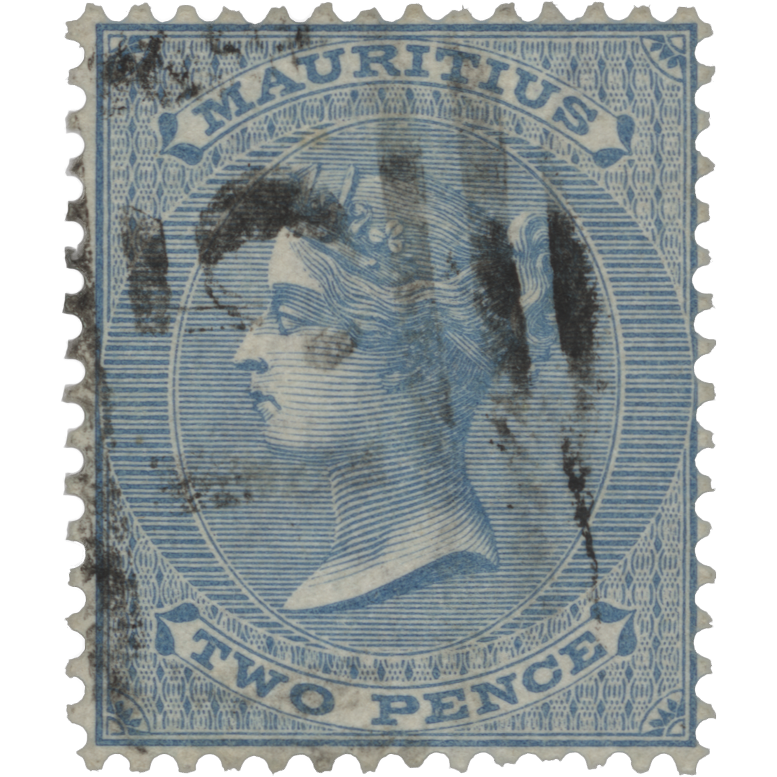 Mauritius 1863 (Variety) 2d Pale Blue, inverted watermark – ZEBOOSE.COM