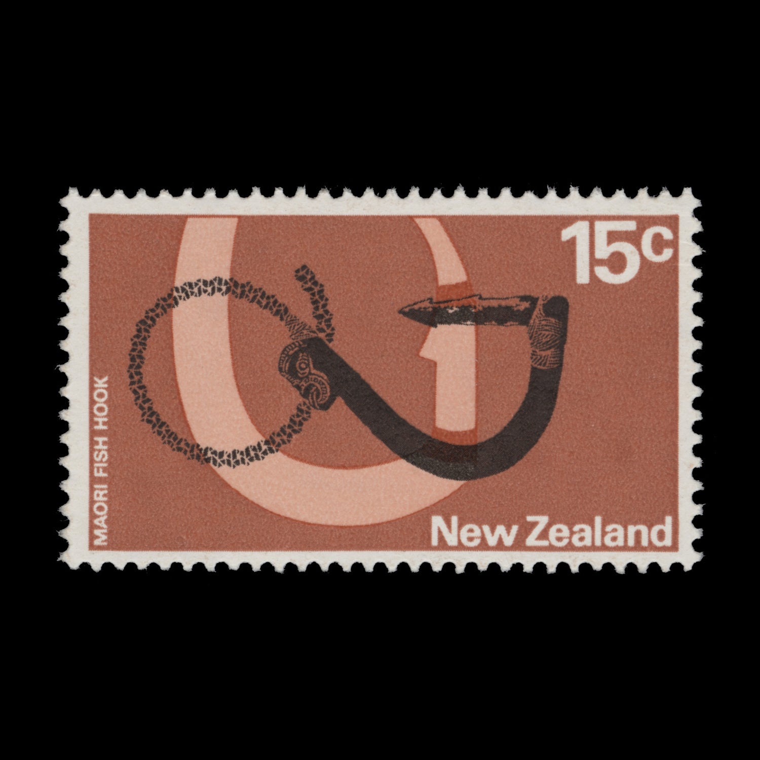 New Zealand 1971 (Variety) 15c Maori Fish Hook with black shift ...